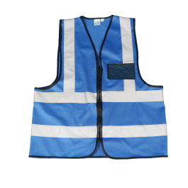 Premium Reflective Vest with Zip & ID Blue
