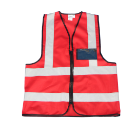 Premium Reflective Vest with Zip & ID Red
