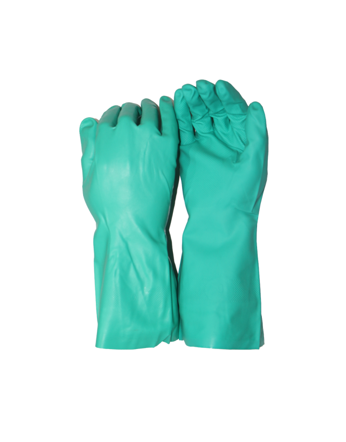 Green Nitrile glove open cuff size L